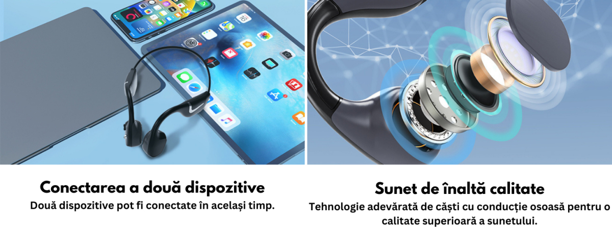 Casti wireless bluetooth Audio - Sport VisionHub® fara fir cu conductie ...