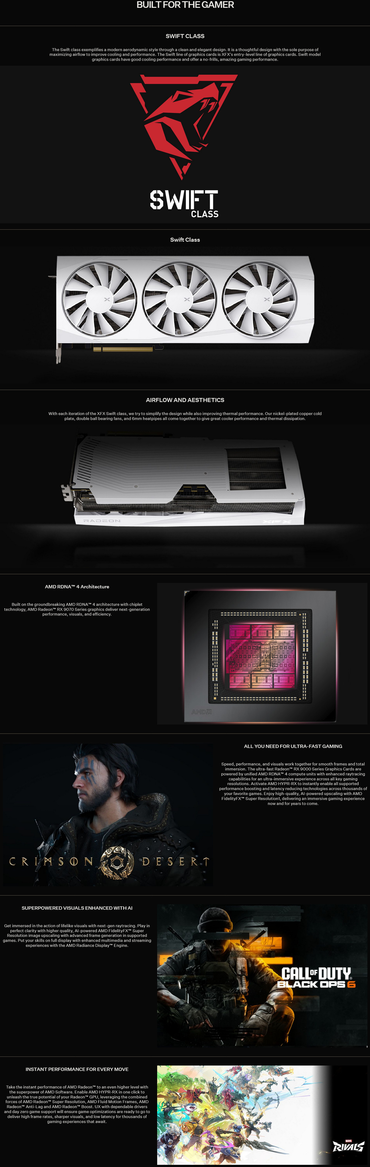 Placa video XFX Swift AMD Radeon RX 9070 OC White Triple Fan Gaming Edition