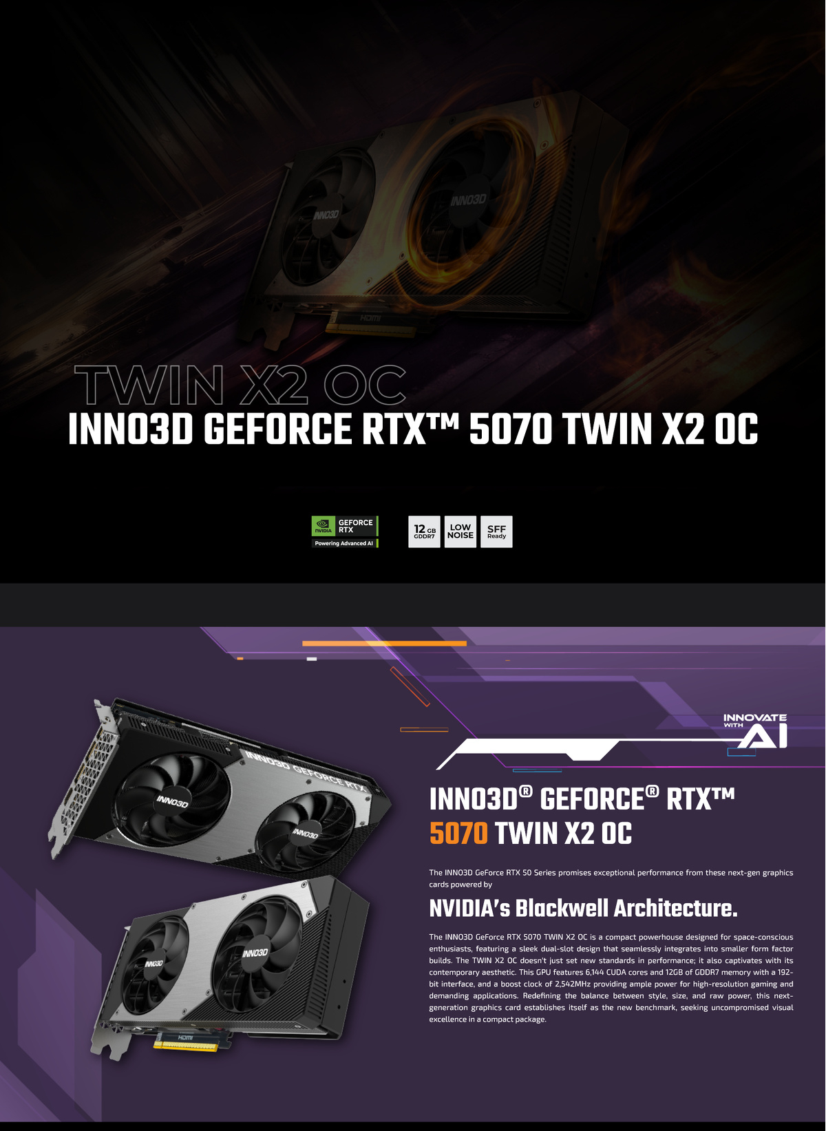Placa video INNO3D TWIN X2 NVIDIA GeForce RTX 5070 12GB GDDR7 192 bit ...