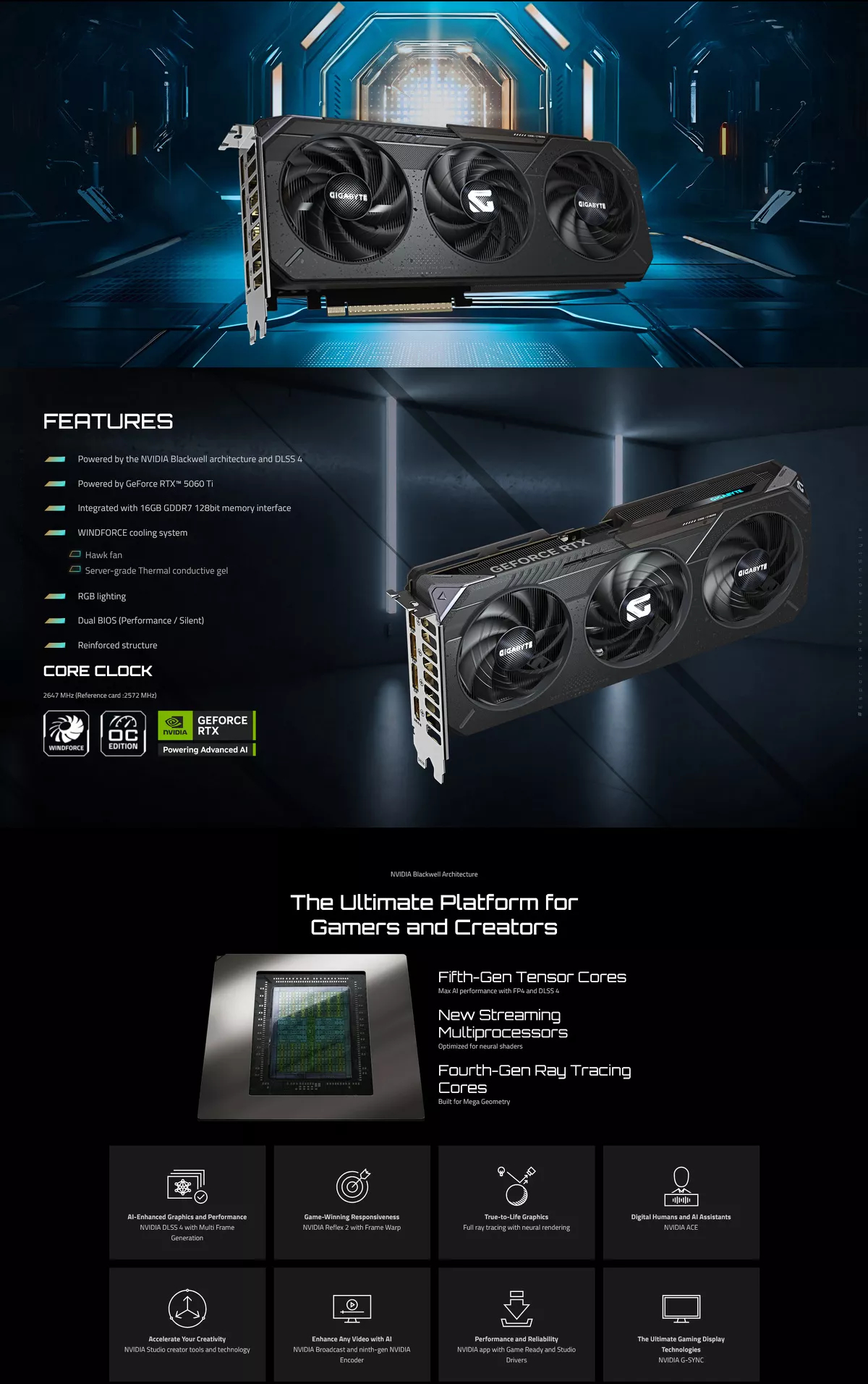 Placa video GIGABYTE GAMING OC NVIDIA GeForce RTX 5060 Ti 16GB GDDR7 128 bit - cel.ro