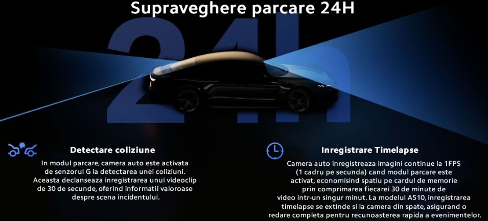 Camera auto DVR 70mai Dash Cam A510-1 1944p HD Starvis2 IMX675 HDR ADAS ...