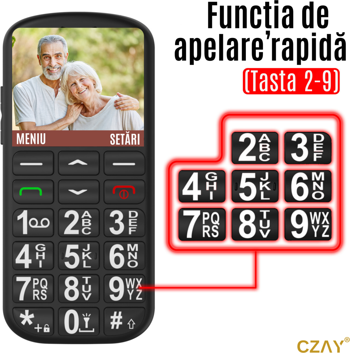 Telefon Mobil Seniori cu Taste Mari CZAY® Meniu in Limba Romana ...