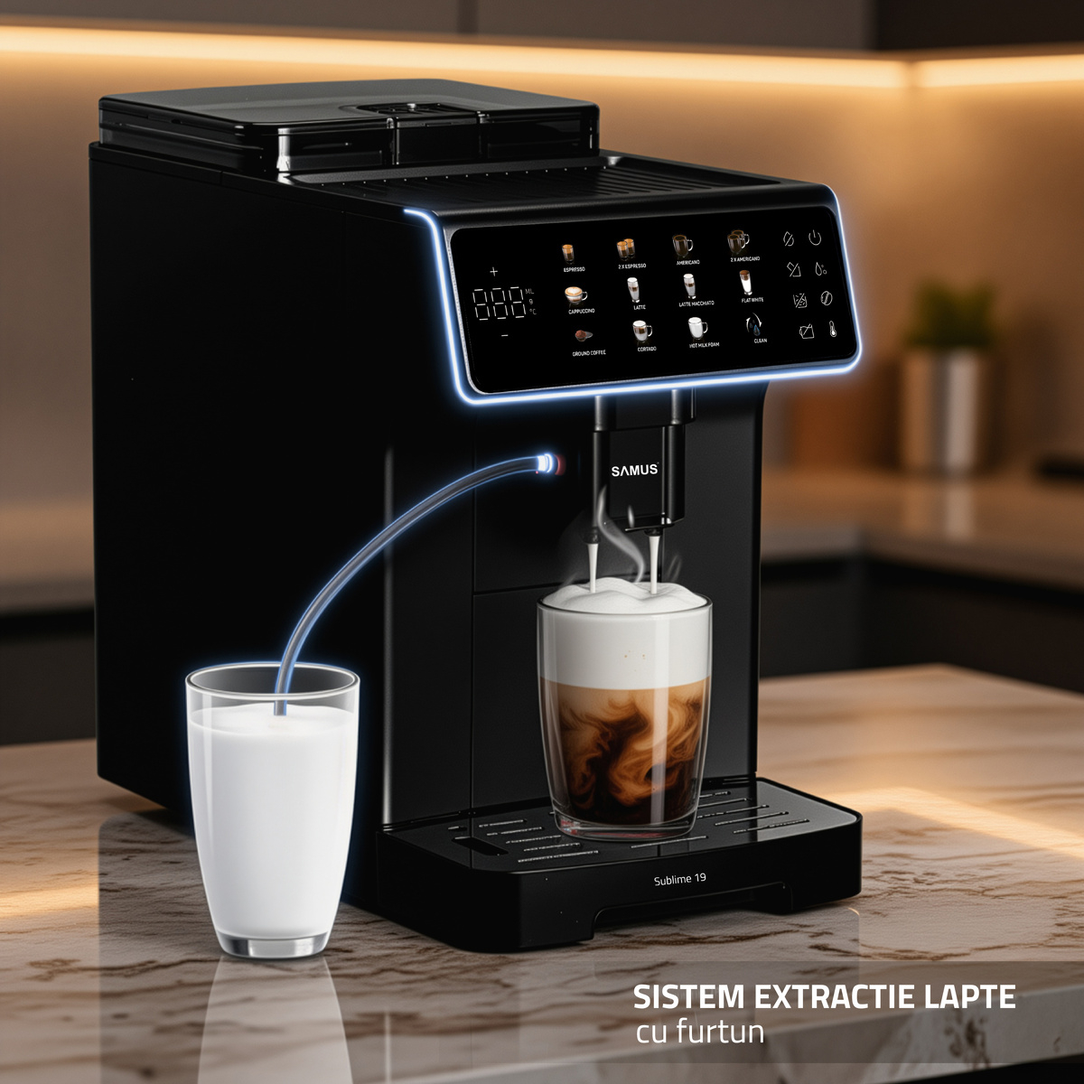 Espressor automat Samus Sublime 19 1400W 19 bari Rezervor apa detasabil ...