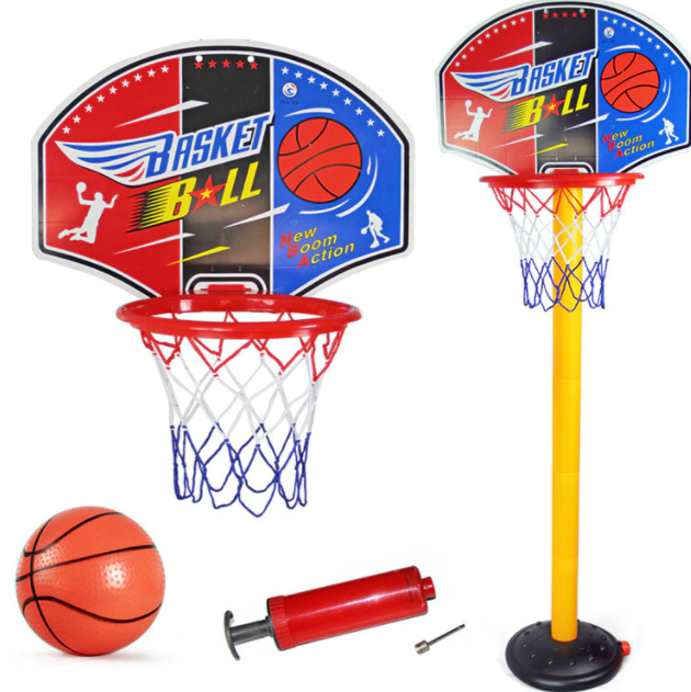 Set Cos De Baschet Klausstech Pentru Copii Minge Pompa Plastic Stabil ...