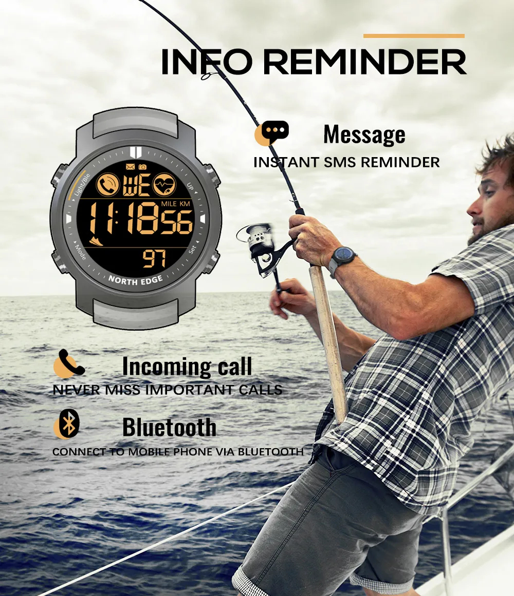 Ceas smartwatch North Edge Laker 2 Sport Digital Control stare de sanatate