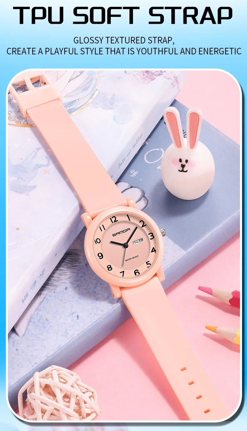 Ceas Copii Sanda 3225 Rose &ndash Design Fashion Analog Afisaj Data ...
