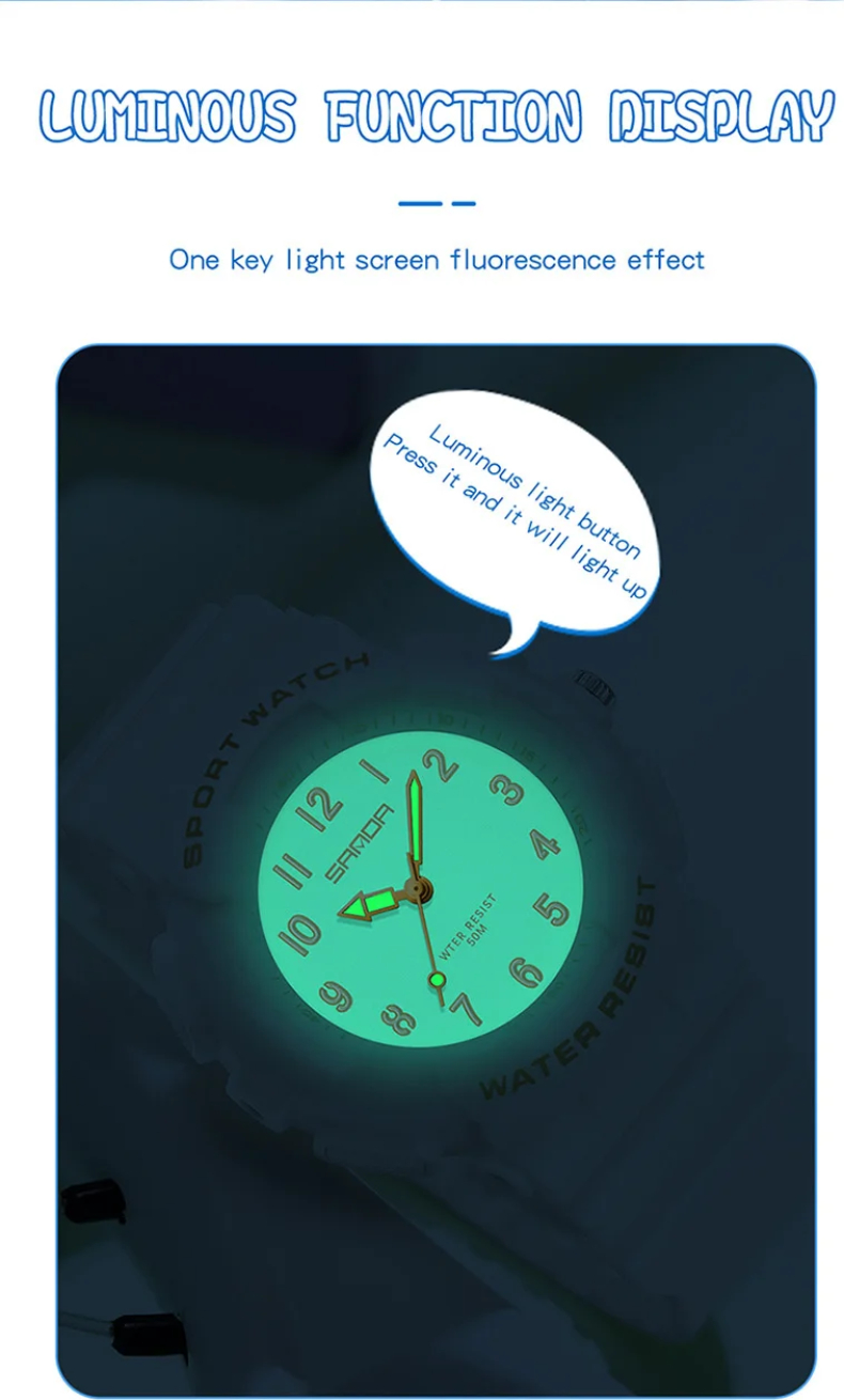 Ceas Copii Sanda 6094 Verde &ndash Design Sport Analog Rezistent la Socuri