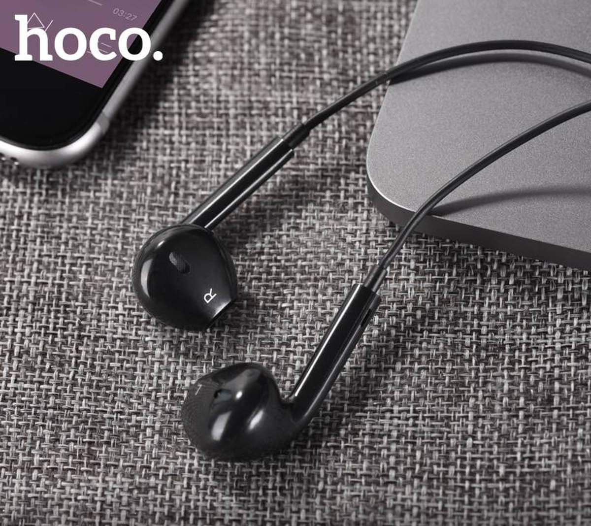 Casti cu Fir si Microfon 1.2m USB-C Hoco Crystal Joy M101 - Negru