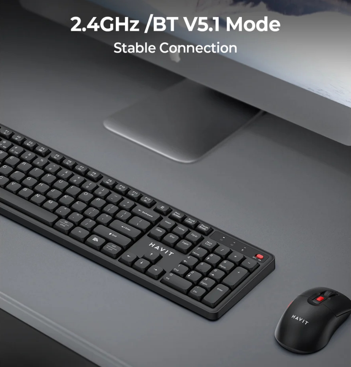 Kit tastatura si mouse office HAVIT KB261WB US layout Wireless 2.4Ghz/ 5.1