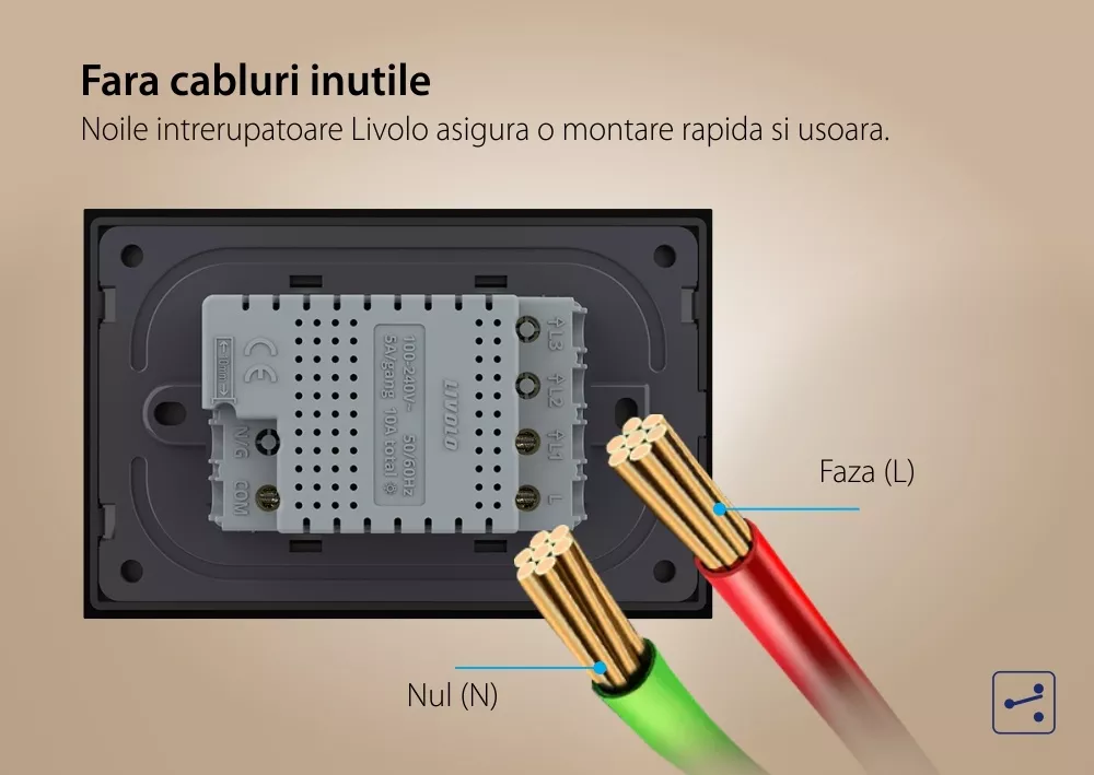Intrerupator simplu cap scara-cap cruce Livolo touch din sticla ...