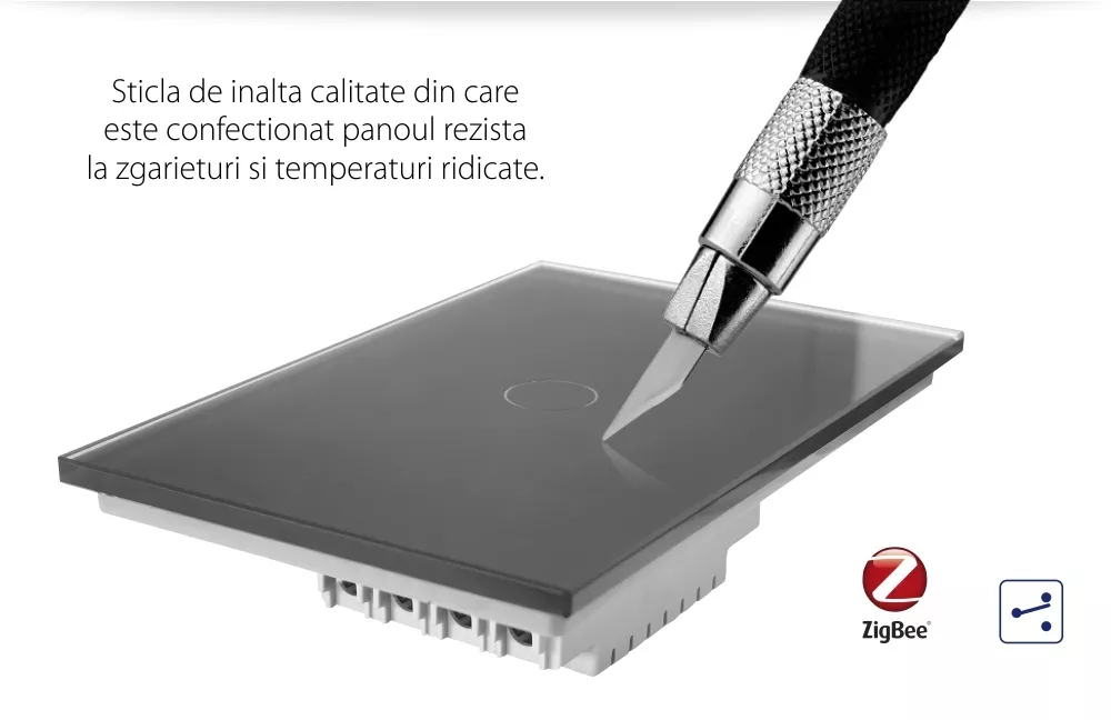 Intrerupator simplu cap scara-cap cruce Livolo touch din sticla ...