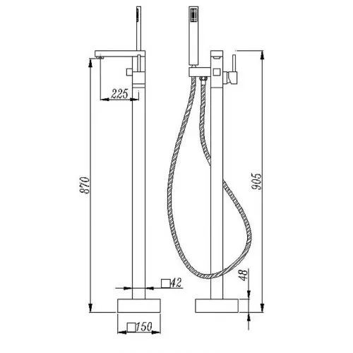 Baterie cada freestanding design rectangular alb mat TRENDY S lt2004a ...