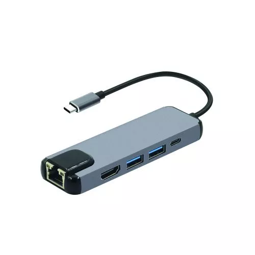 Adaptor HUB Combo aluminum Pro 5 in 1 Hub Combo USB de la tip C cu ...