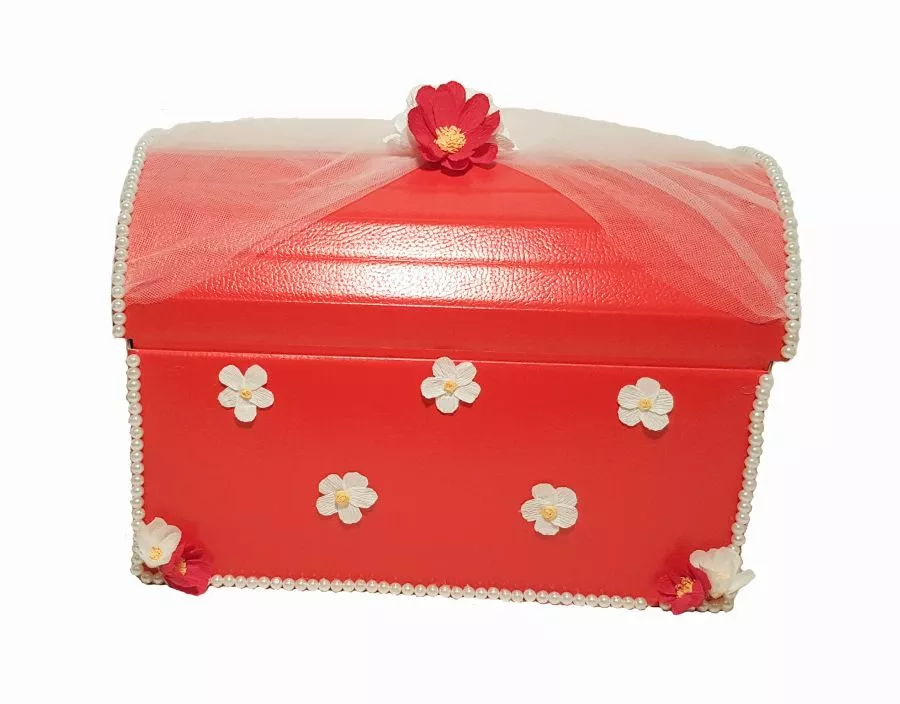 Trusou complet pentru botez Handmade Minis Boutique in cufar rosu cu ...