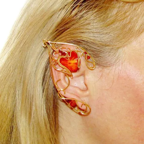 Elven Rose Design Heart of Fire handmade placat aur cristale Swarovski ...