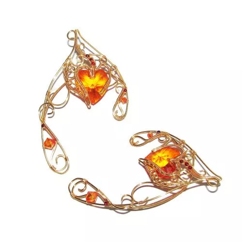 Elven Rose Design Heart of Fire handmade placat aur cristale Swarovski ...