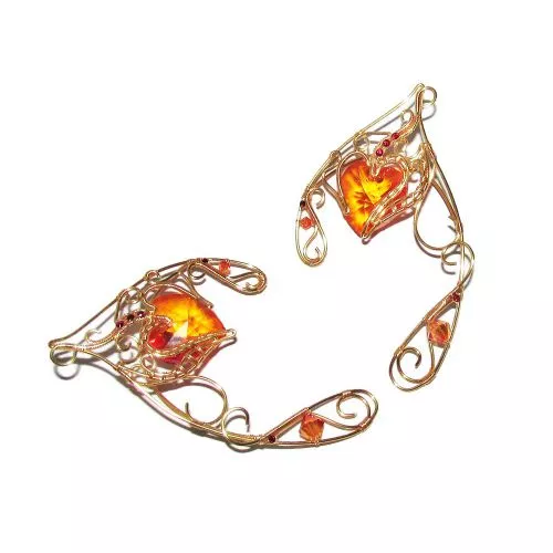 Elven Rose Design Heart of Fire handmade placat aur cristale Swarovski ...