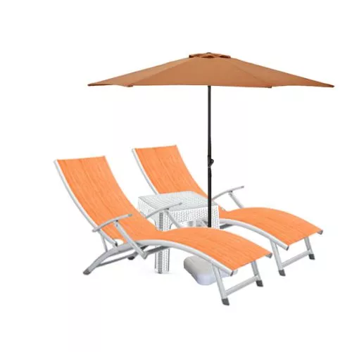 Set 2 sezlonguri cu brate CULINARO cadru aluminiu 170x52cm culoare ...