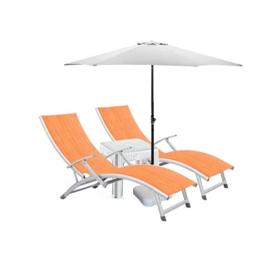 Set 2 sezlonguri cu brate CULINARO cadru aluminiu 170x52cm culoare ...