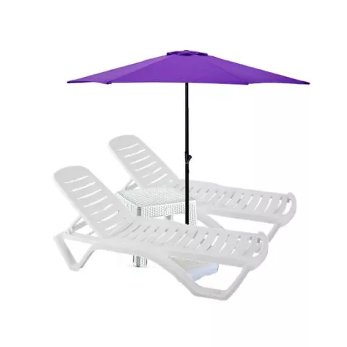 Set 2 sezlonguri CULINARO AQUA 200x72xH30 5cm culoare alba+masa alba ...
