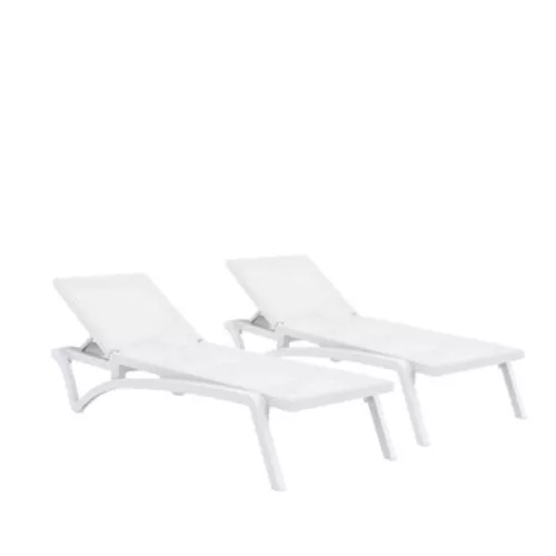 Set 2 sezlonguri CULINARO PACIFIC culoare alba k4247-1 - cel.ro