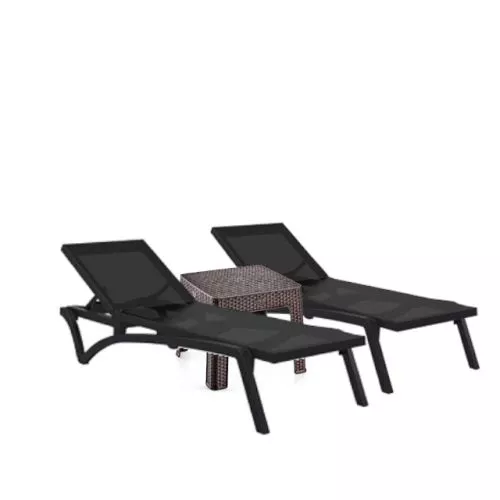 Set 2 sezlonguri CULINARO PACIFIC culoare neagra+masa k4249-2 - cel.ro