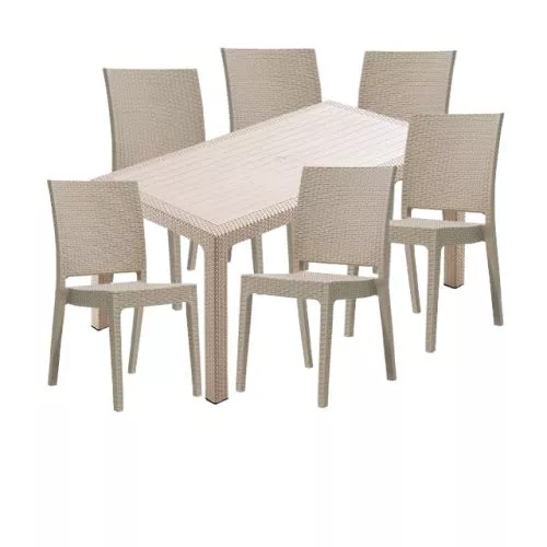 Set mobila curte gradina CULINARO JURI Ratan imitatie masa 90x150x75cm ...