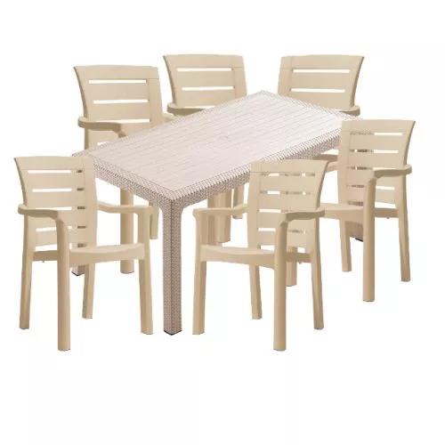 Set mobila curte gradina CULINARO PALMSE maro masa 90x150x75cm 6 scaune ...