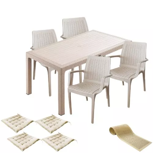 Set mobila gradina CULINARO SAKU Ratan imitatie masa 90x150x75cm 4 ...