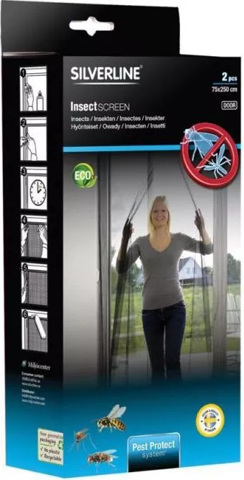 Plasa anti-insecte pentru usa 2 parti 75x250cm gri antracit Silverline ...