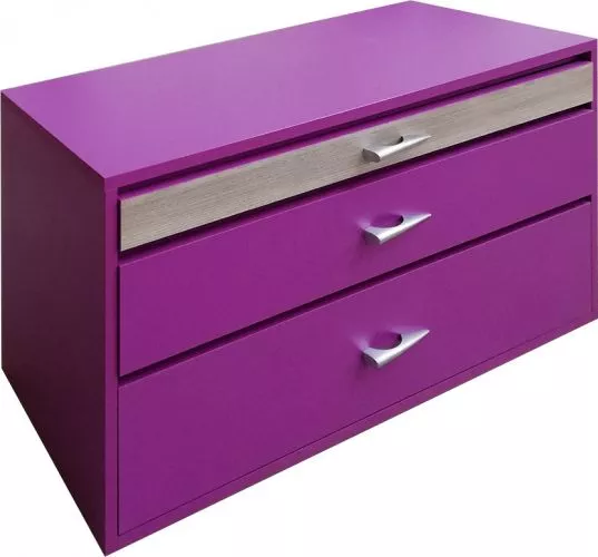 Comoda Almeria cu 3 sertare inegale violet/ etna 100x40 x52 cm n14436do