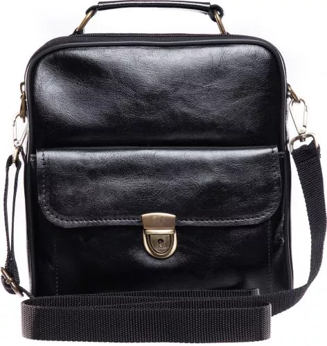 Geanta pentru barbati eleganta din piele naturala de culoare neagra si ...