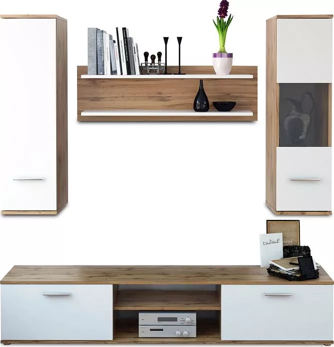 Set mobila Living stejar wotan/alb modern 188 cm lungime Bortis Impex ...