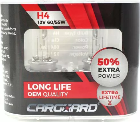 Set 2 becuri Halogen H4 55W +50 Intensitate - LONG LIFE gbz-bha013 - cel.ro