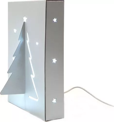 Veioza din carton cu LED 12W cu spirit de Sarbatori culoare argintiu ...