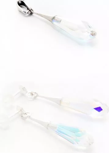 Set Argint DaviCrystals cu cristale Swarovski cercei briolet mare si pandantiv - cel.ro