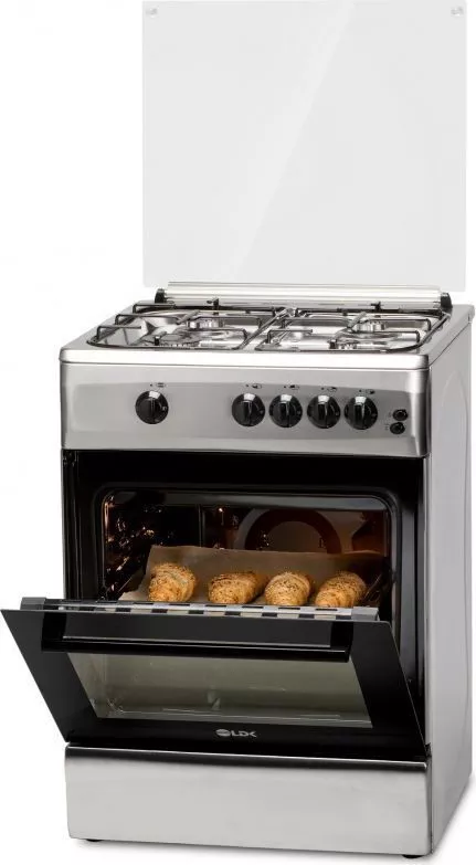 Aragaz LDK 6060 Grai IX RMV LPG 4 arzatoare 65 L Cuptor gaz Grill Rotisor Inox - cel.ro