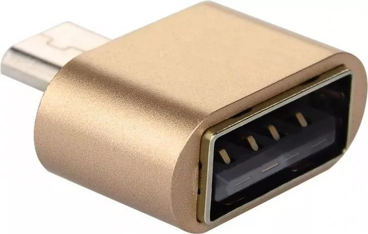 Adaptor Metalic OTG USB Micro USB tata la USB mama Gold | MTP20614