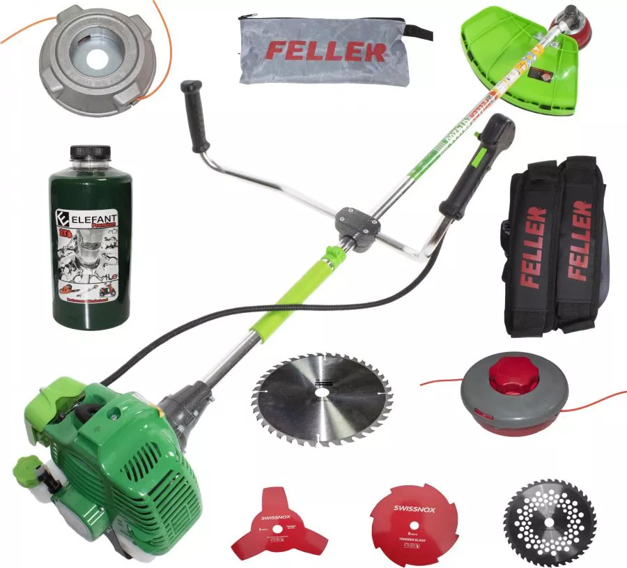Set Motocoasa benzina Feller GT-4200 4200W 4 Discuri Inox + Tambur ...