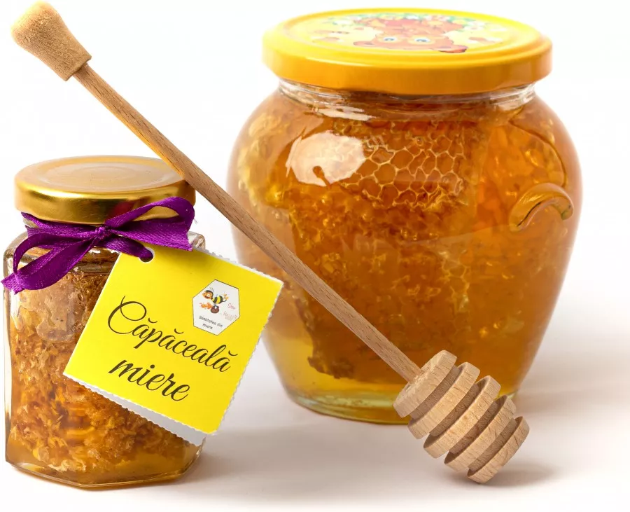 Pachet Borcan faguri cu miere + Borcan capaceala + Bat miere spiralat ...