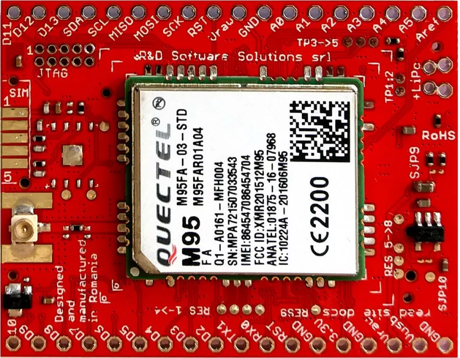 Modul IoT ARM0 + M95FA - xyz-mIoT - shield placa dezvoltare AT SAMD21G ...