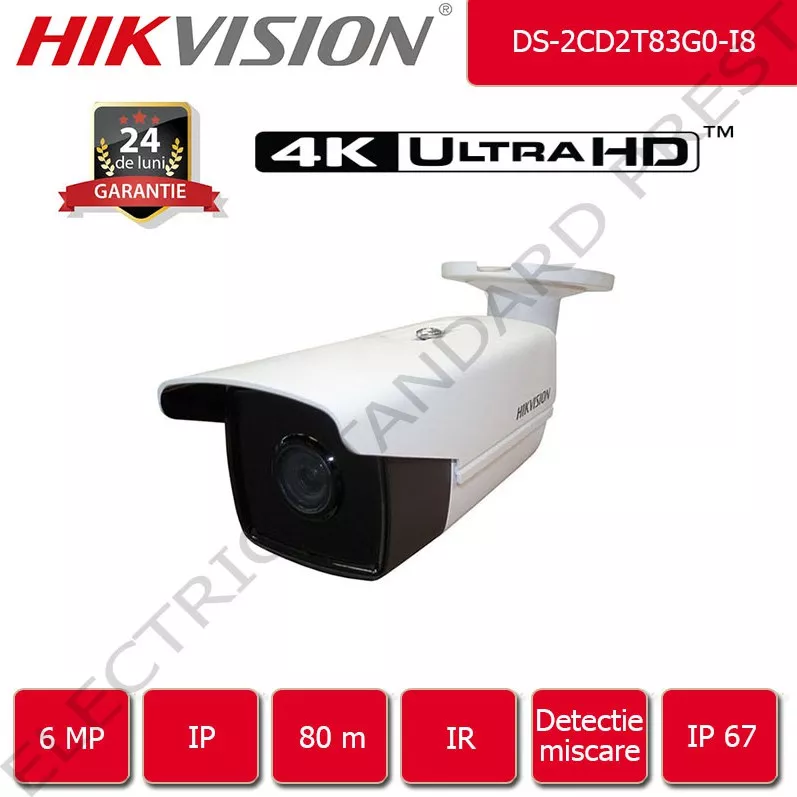 Camera de supraveghere HIKVISION IP 80 m IR Ultra HD 8 Megapixel 4K 2.8 ...