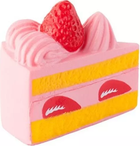 Jucarie parfumata din spuma poliuretanica felie de tort cu capsuni roz ...