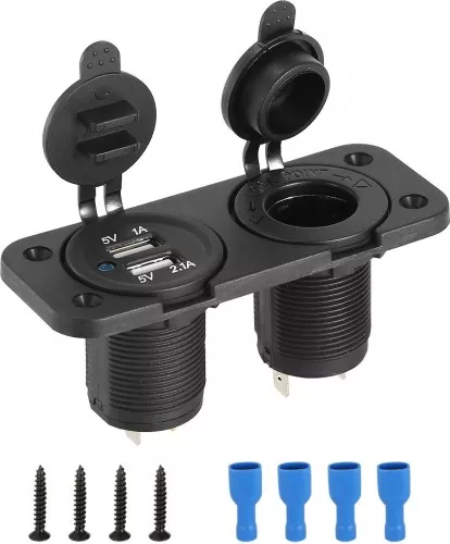 Priza auto suplimentara + USB incorporabila pentru 12V max 20A cu capac ...