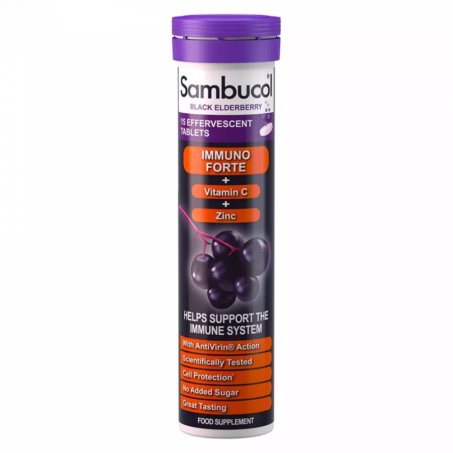 Sambucol Immuno Forte Effervescent + Vitamin C + Zinc comprimate ...