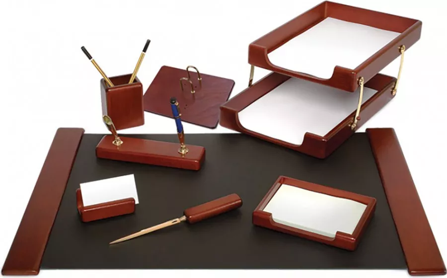 Set de birou lux din lemn FORPUS 8 piese - visiniu KODY308121024 - cel.ro