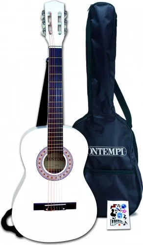 Chitara 92 cm lemn alb clasica din lemn cu 6 corzi metalice GSW92.3/BL - cel.ro