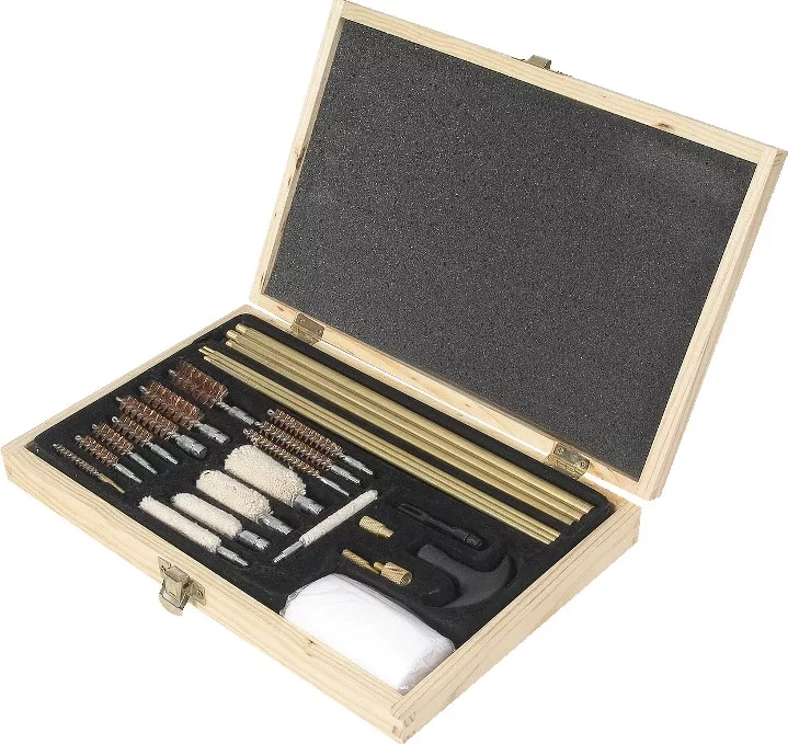 Kit curatare arma Jack Pyke cu 24 de piese in cutie de lemn JGCLEAN ...