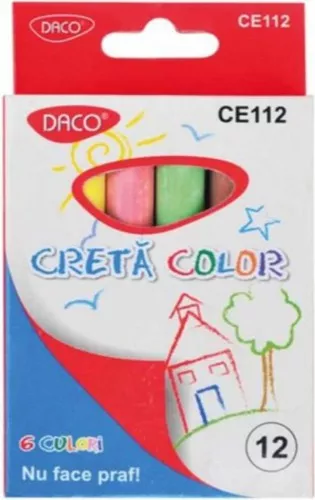 DACO 12 Buc/Set Multicolor Crete Colorate Scolare | Creta Rotunda ADACCE112