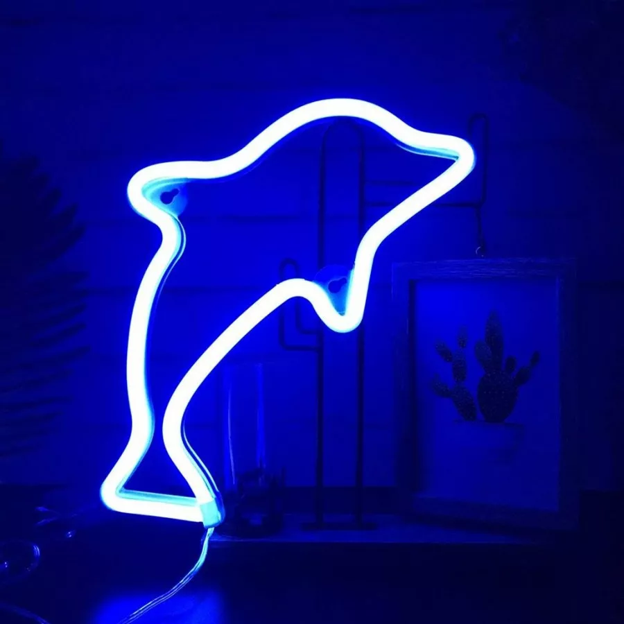 Semn luminos DELFIN LED tip neon cu prindere perete | sln_per_delfin